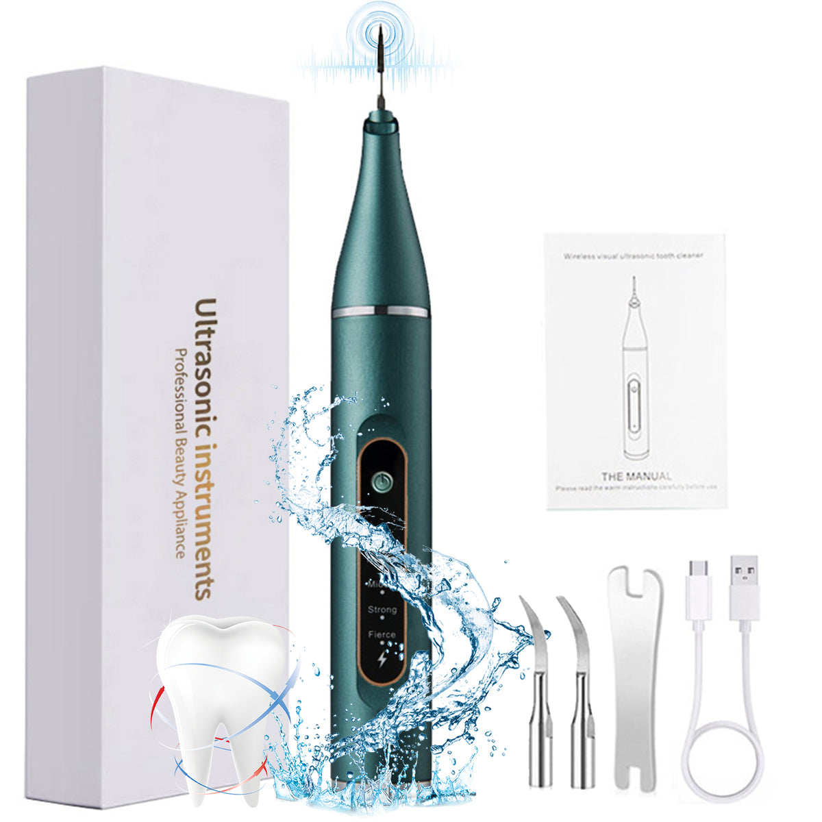 Rechargeable IPX6 Waterproof Ultrasonic Electric Tooth Cleaner with 5 ...